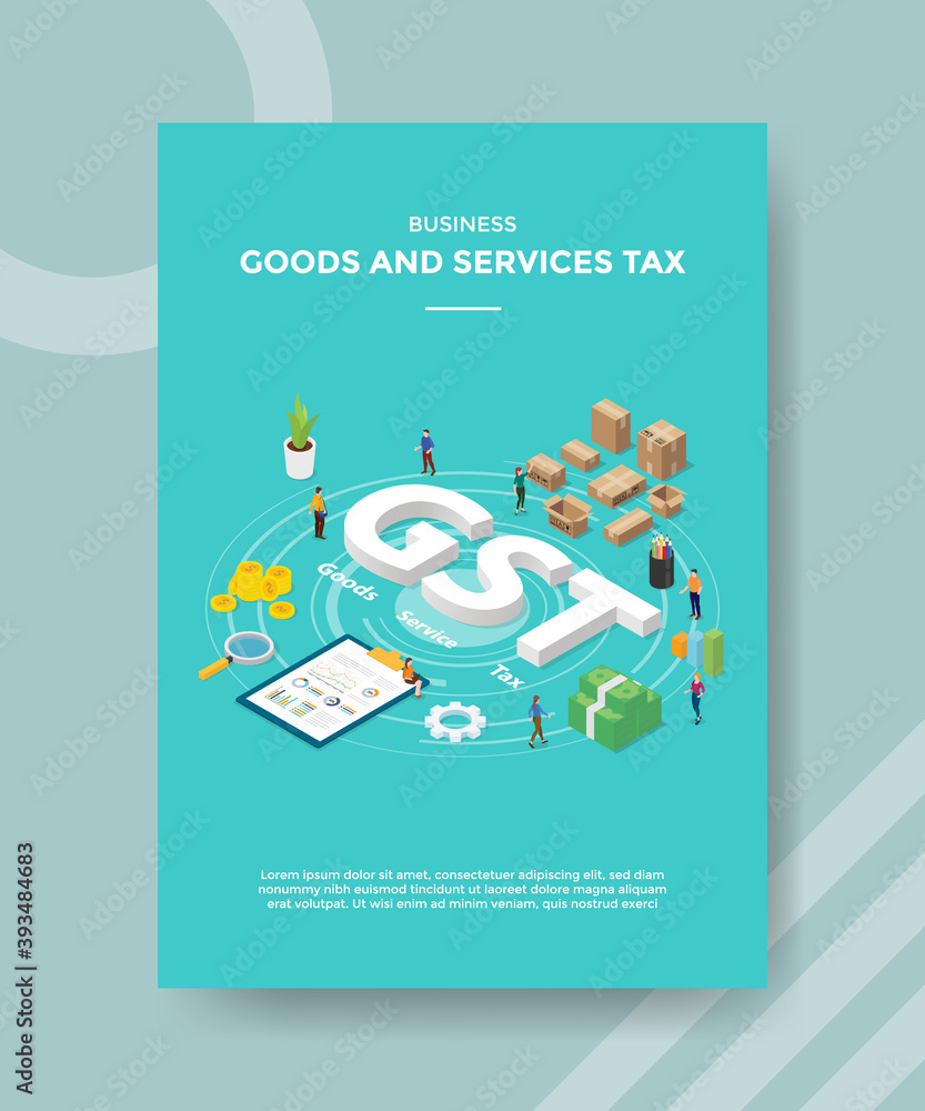 business goods and services tax people around GST text chard board box ...