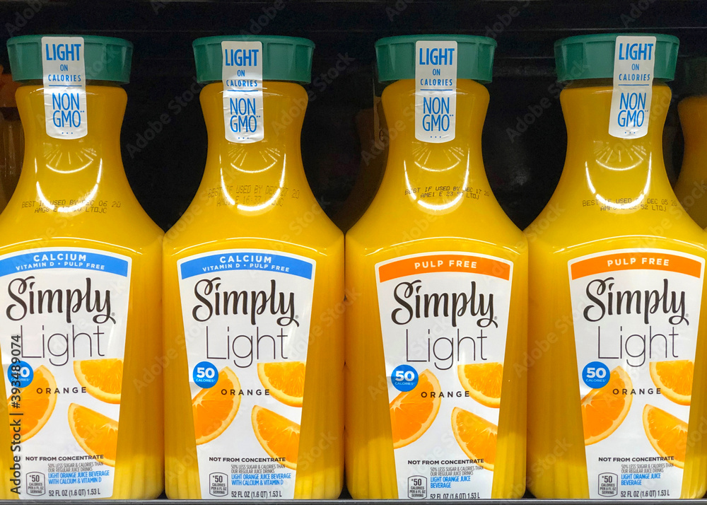 Alameda, CA - Nov 16, 2020: Grocery store shelf with Simply Light ...