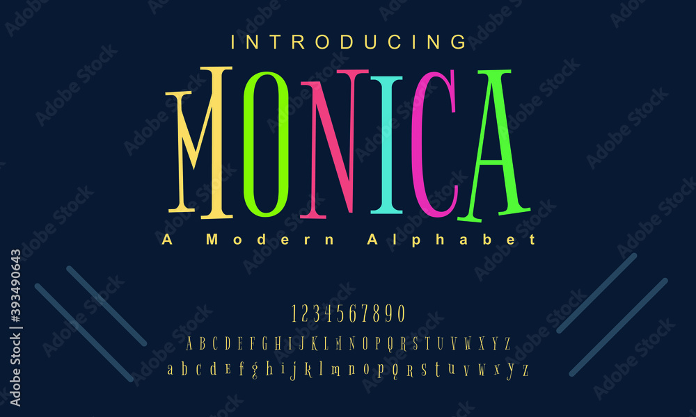 Monica font. Elegant alphabet letters font and number. Lettering ...