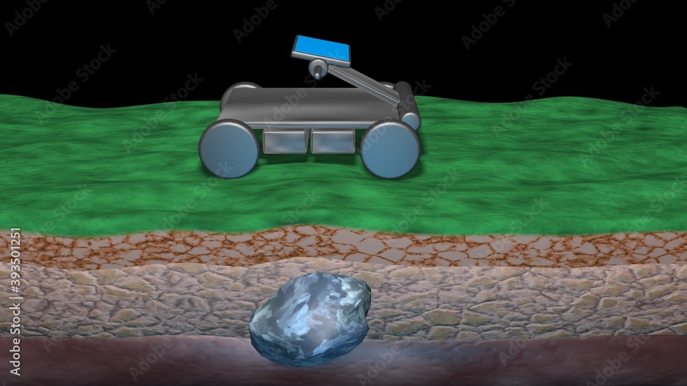 Ground penetrating radar GPR scanning earth. GPR emits scan signals to ...