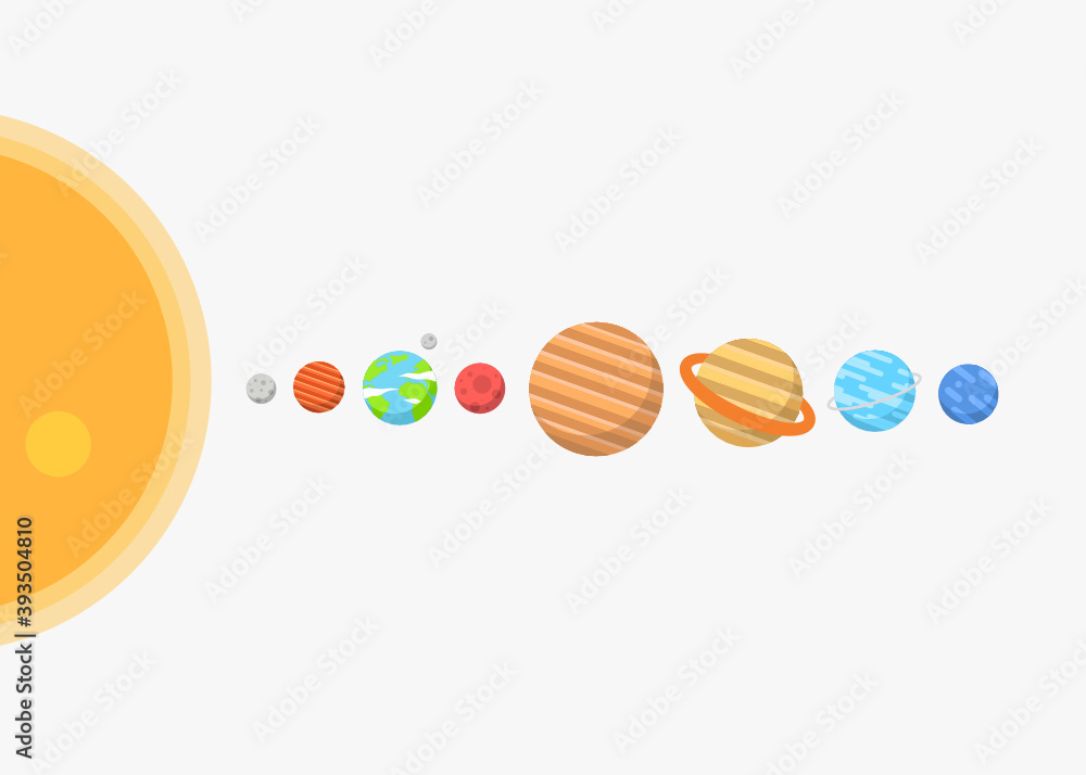Solar System Landscape Poster Design. set solar system design on white ...