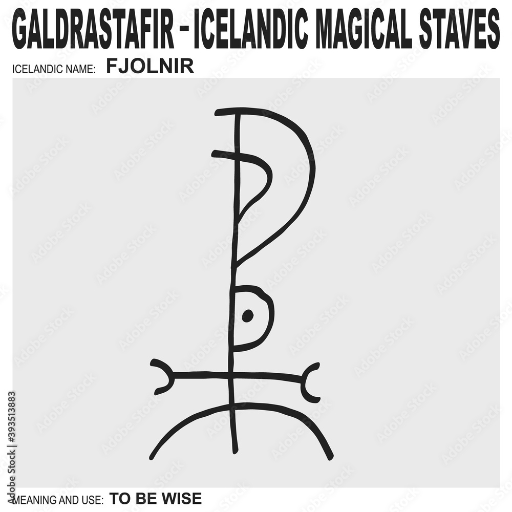 vector icon with ancient Icelandic magical staves Fjolnir. Symbol means ...