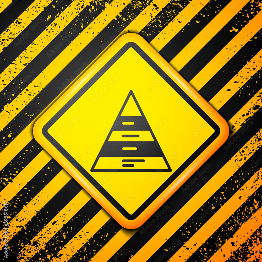Black Business pyramid chart infographics icon isolated on yellow ...