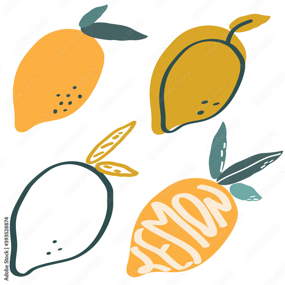 Lemon exotic fruit modern flat vector illustration, simple and ...