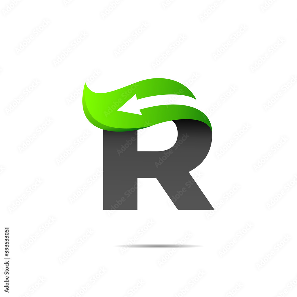 leaf logo with letter r concept, eco logo letter r Stock Vector | Adobe ...