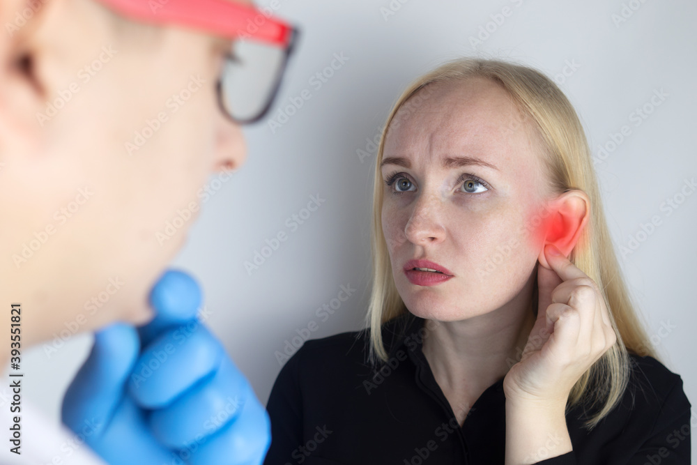 A woman suffers from pain in the ear. The auditory meatus hurts due to ...