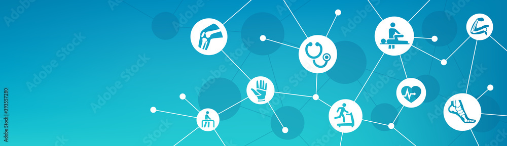 Sports medicine vector illustration. Concept with connected icons ...