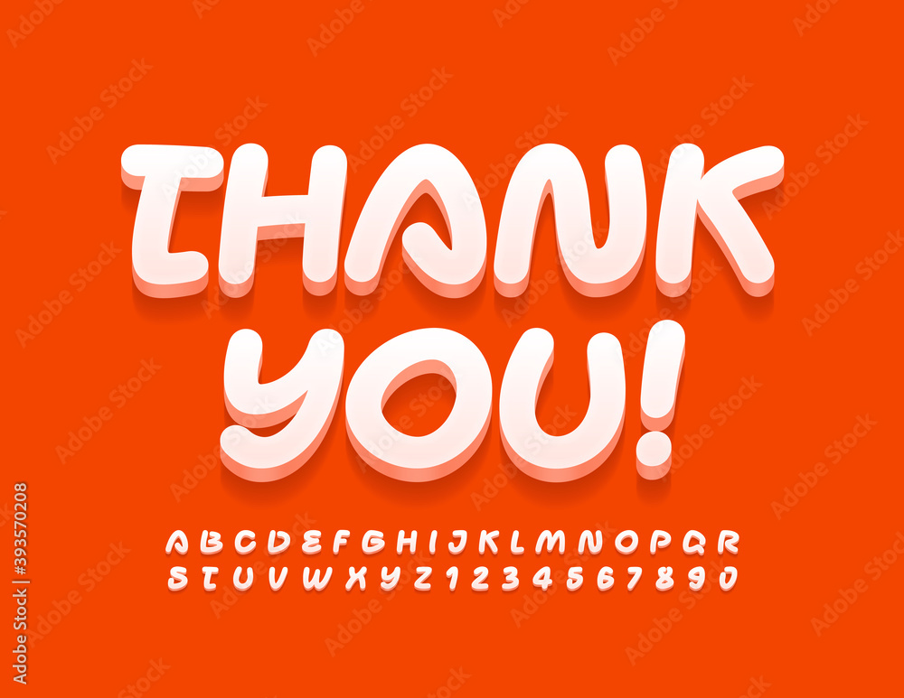 Vector message card Thank You! Handwritten White Font. Modern Alphabet ...