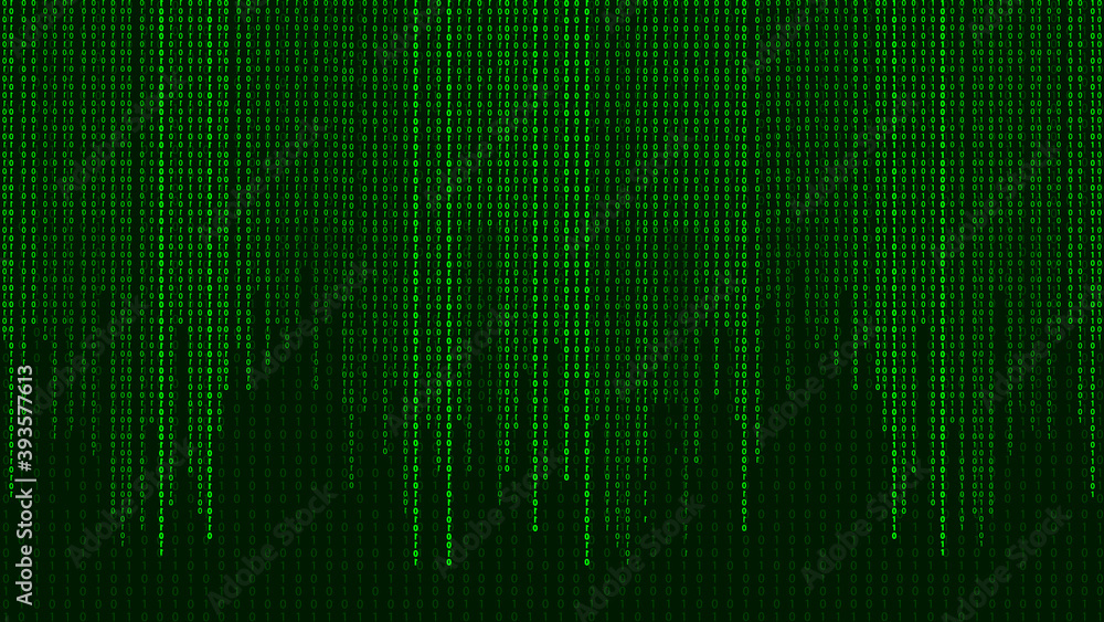 Green matrix background. Falling numbers on screen. Technology stream ...