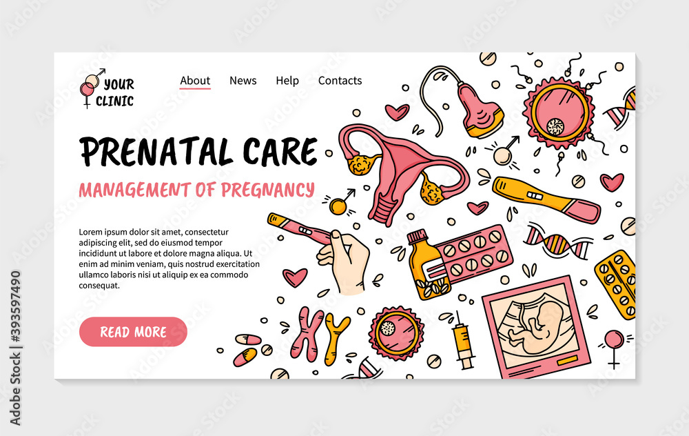 Prenatal care and management of pregnancy clinic landing page in Doodle ...