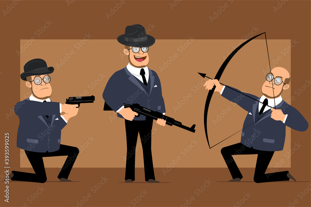 Cartoon flat funny bald professor man character in dark suit and ...