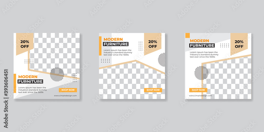 Modern furniture promotion square web banner for social media post ...