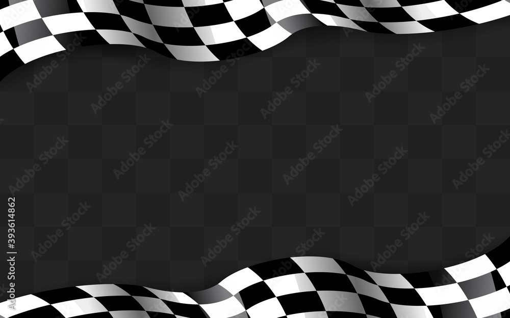 Waving checkered flag along the edges on a black and blue background ...