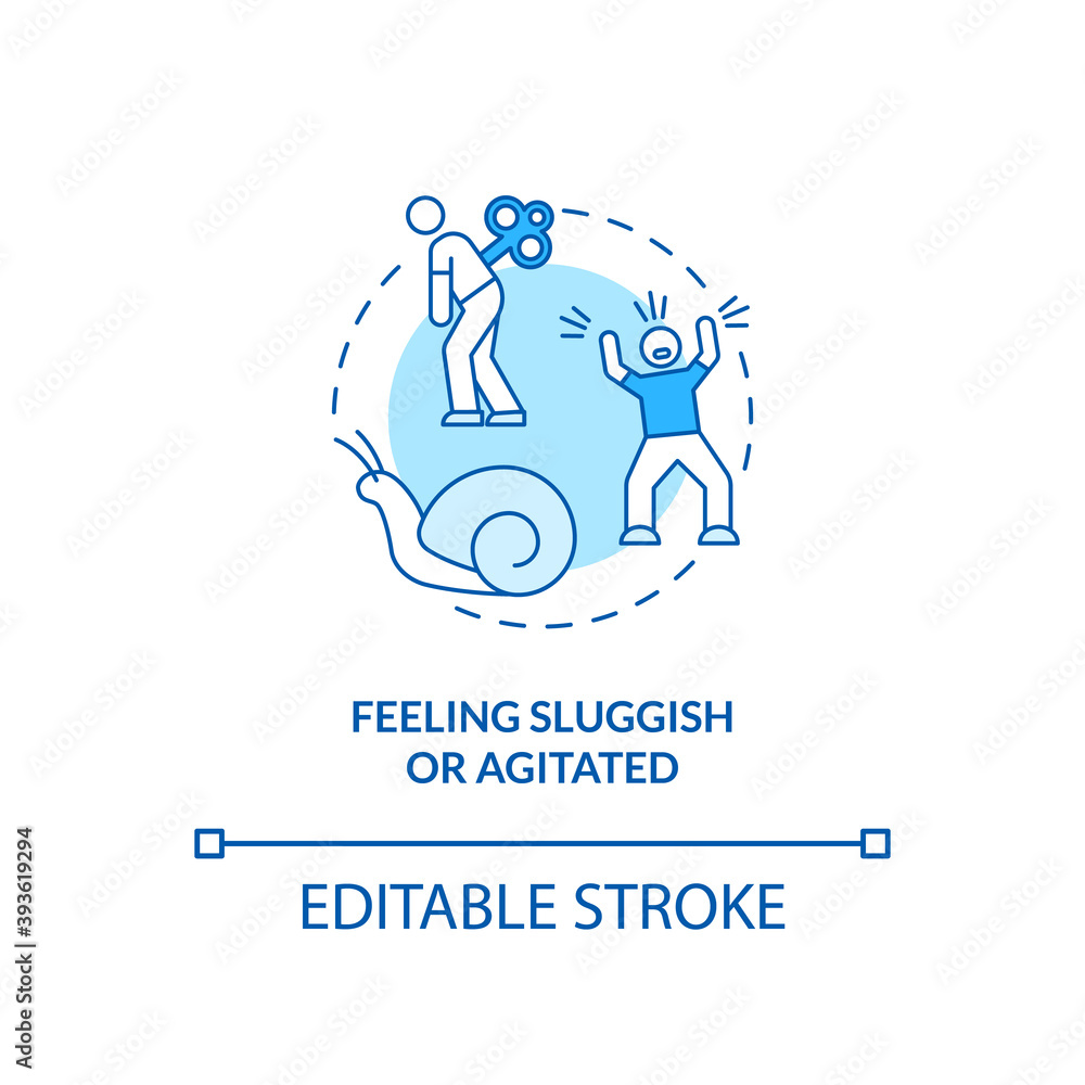 Feeling sluggish and agitated concept icon. SAD symptom idea thin line ...