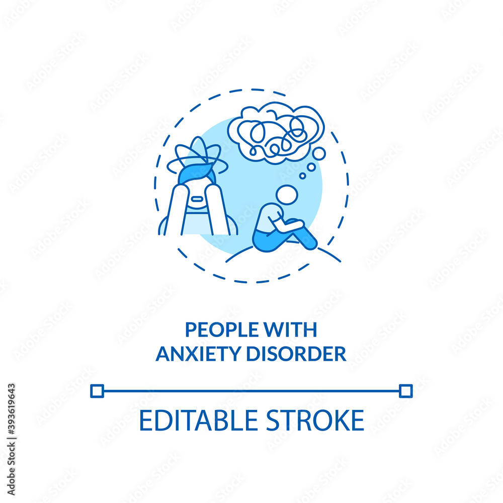 People with anxiety disorder concept icon. SAD risk group idea thin ...