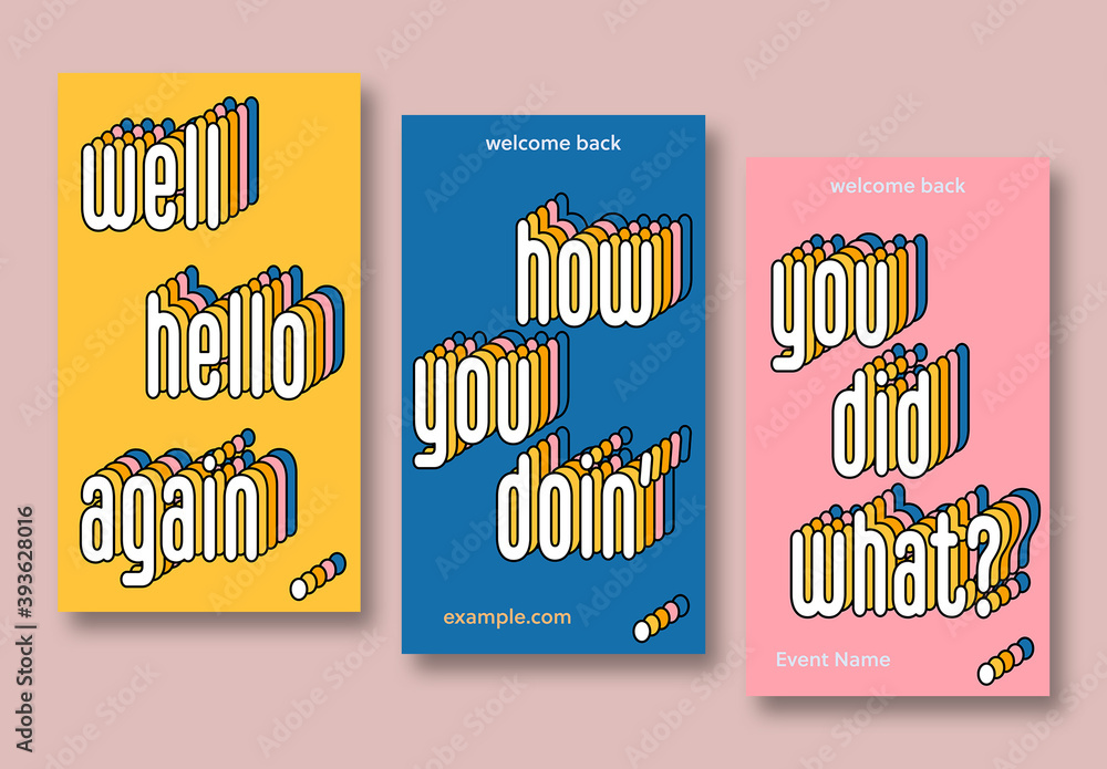 Text Effect Social Posts Layout Set Stock Template | Adobe Stock