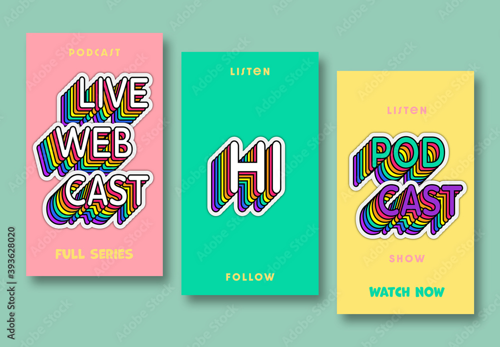 Text Effect Social Posts Layout Set Stock Template | Adobe Stock