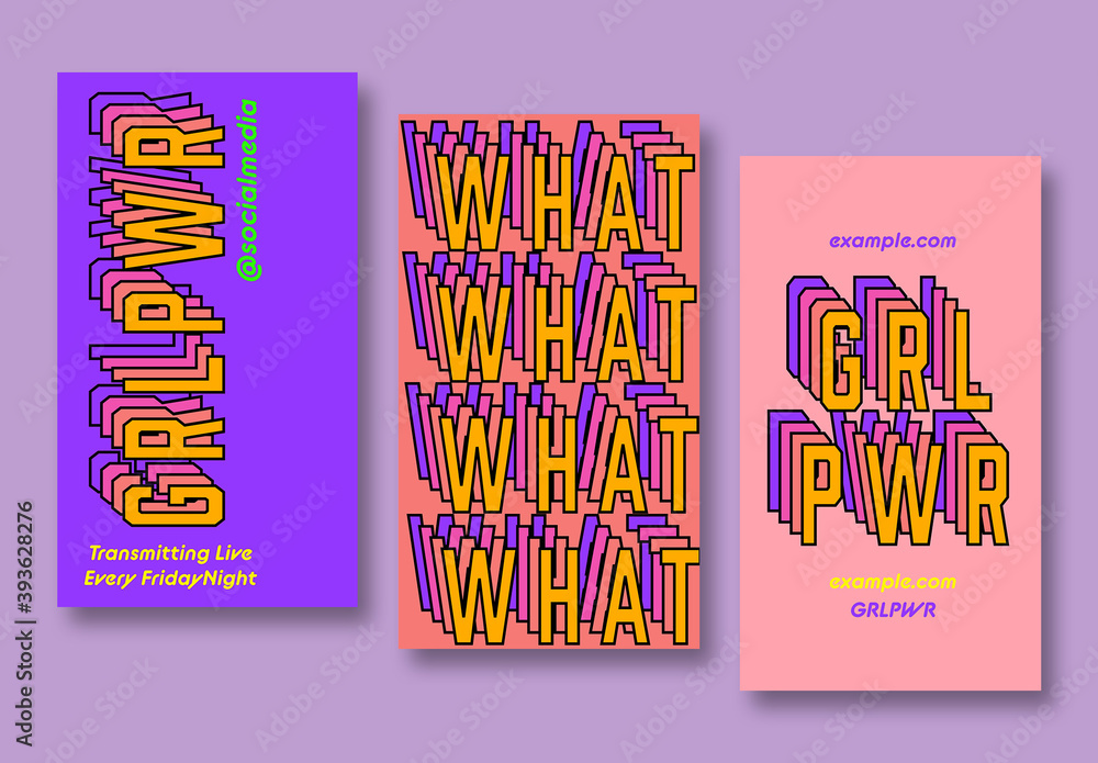 Text Effect Social Posts Layout Set Stock Template | Adobe Stock