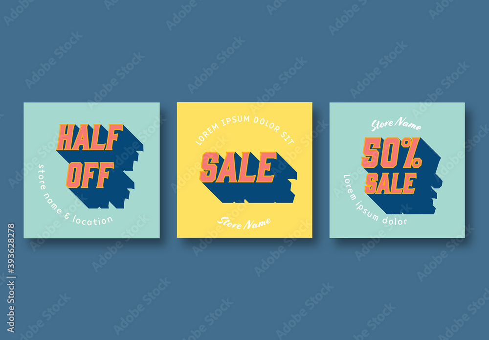 Text Effect Social Posts Layout Set Stock Template | Adobe Stock