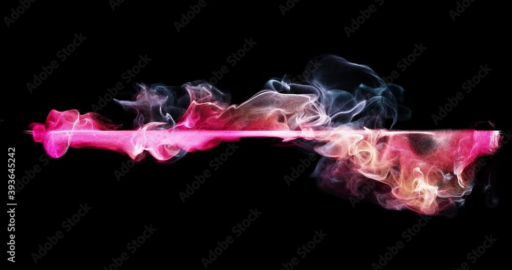 Abstract red color smoke line on black screen. 4K loop motion ...