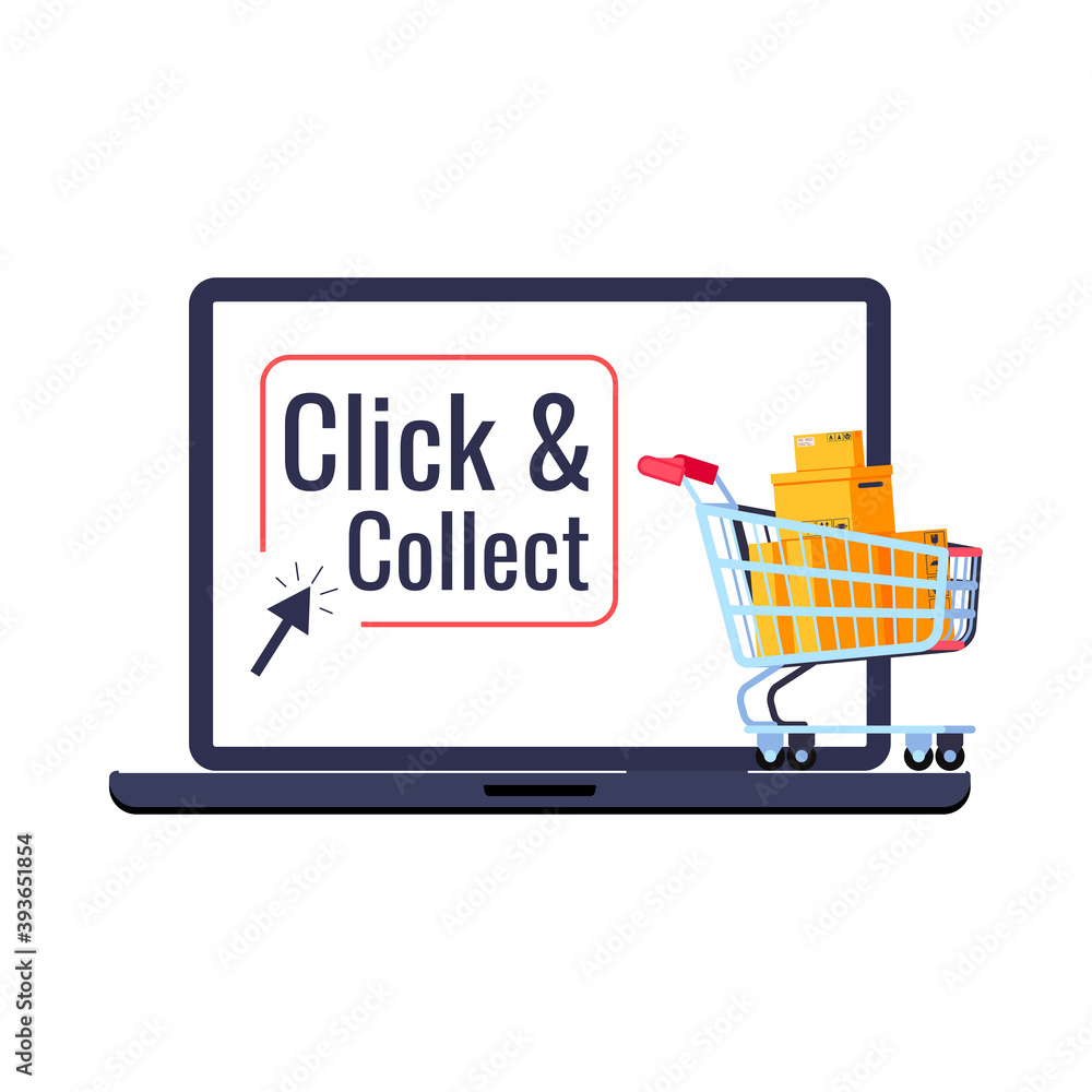 Click and collect retail delivery icon isolated on white background ...