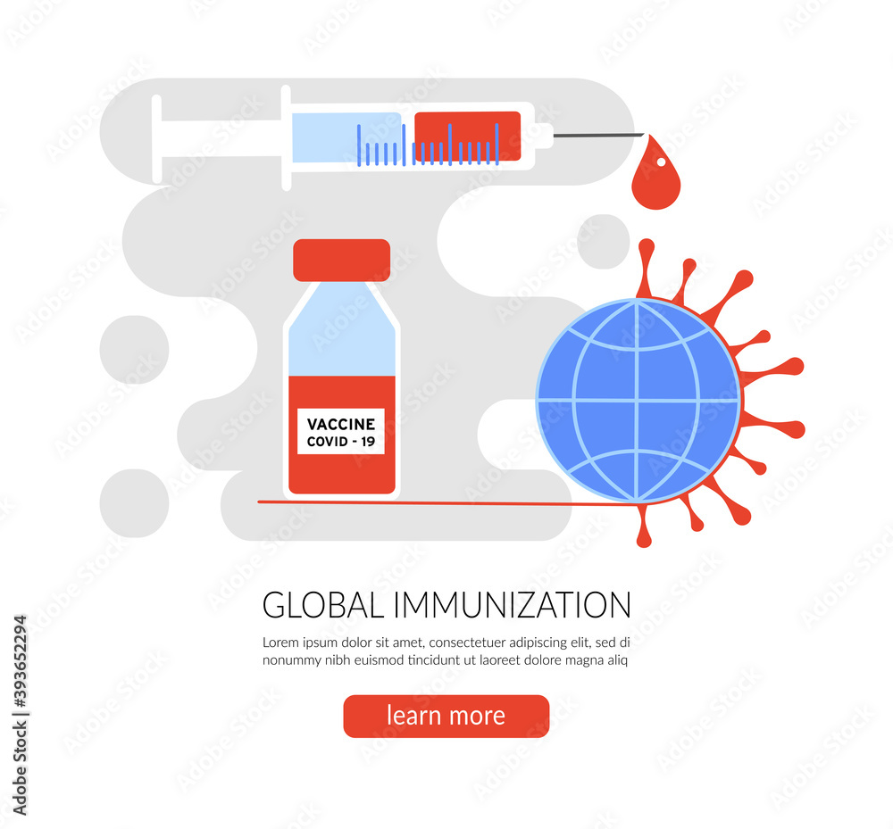 Global immunization, Vaccination concept. Landing page template, banner ...