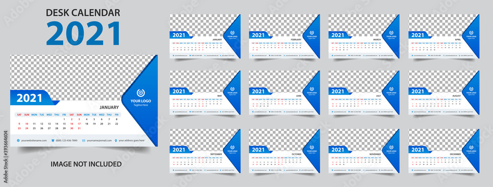Desk calendar for 2021 year in clean minimal style. Corporate Business ...
