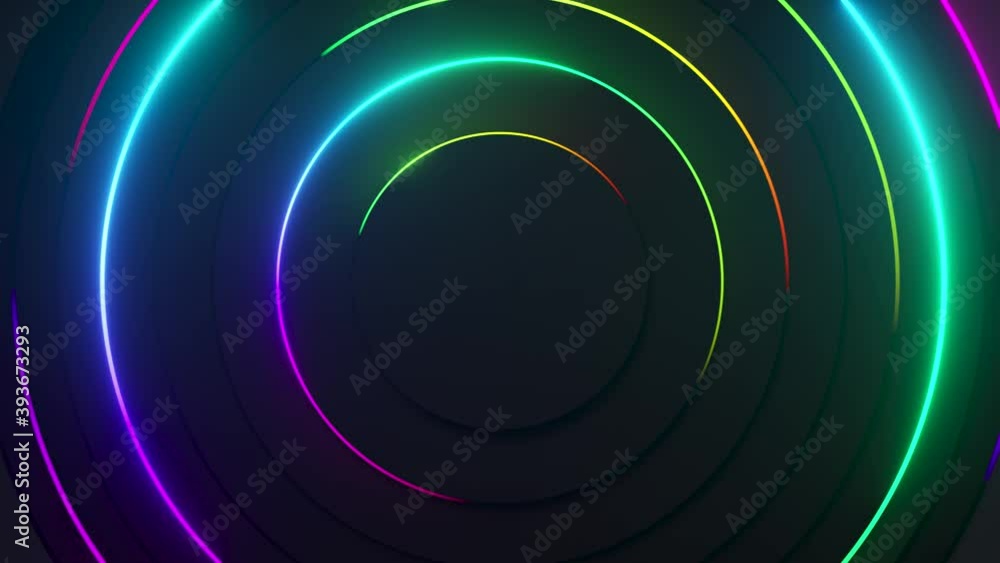 Radial abstract neon background. Laser neon lines move in a circle ...