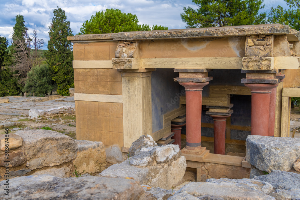 Magnificent ruins of the Knossos Palace complex. The famous Minoan ...