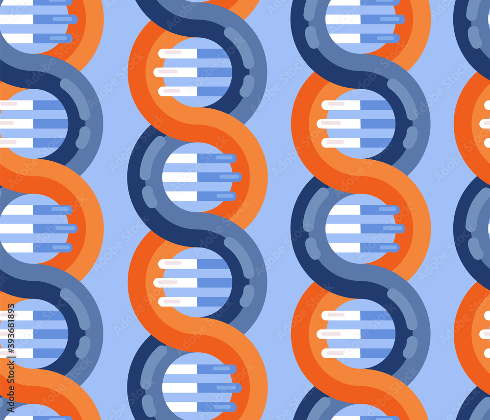 DNA strands molecule seamless vector pattern. Repeating background ...