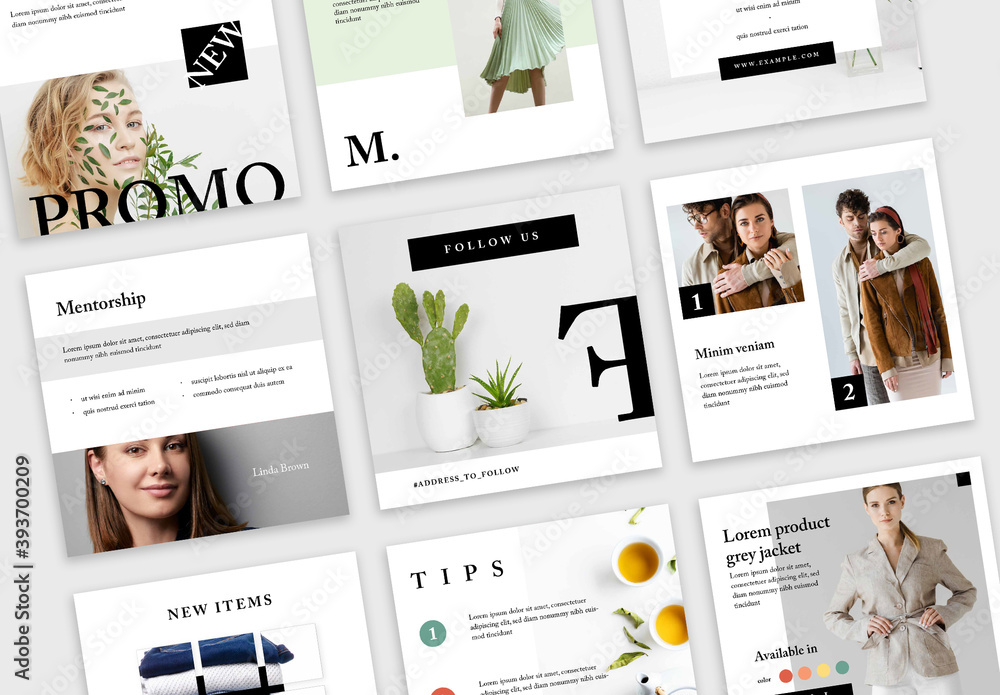 Minimalistic Social Media Post Layouts Stock Template | Adobe Stock