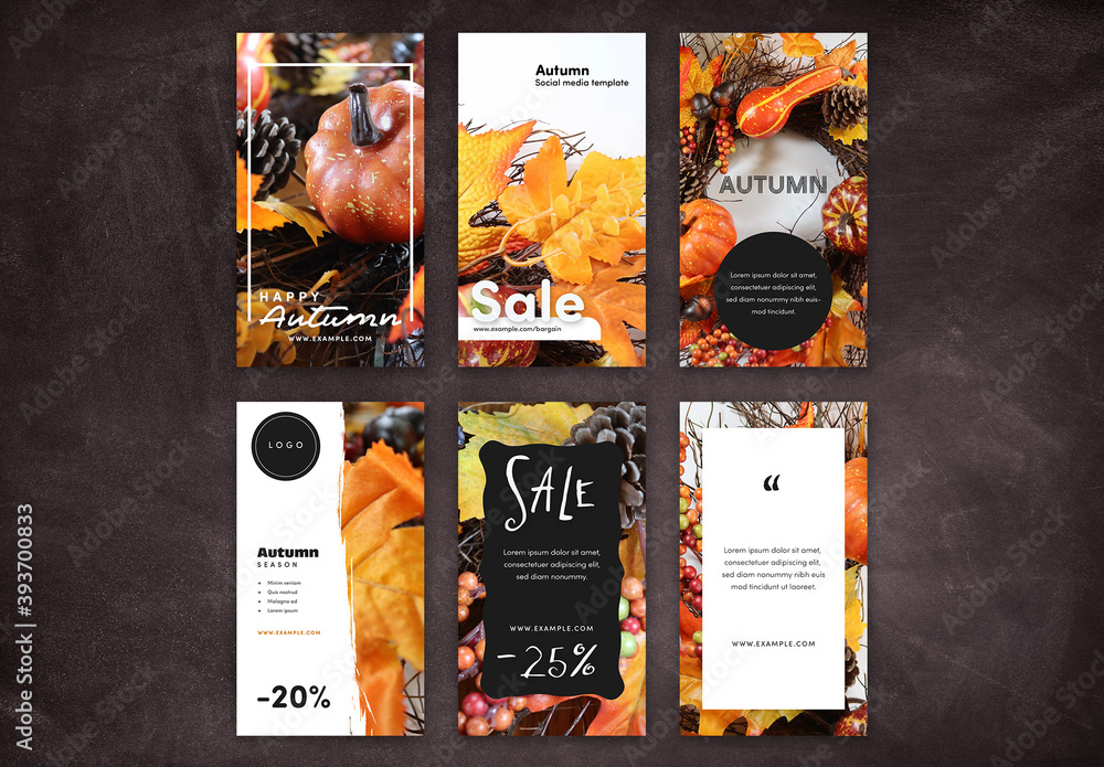 Autumn Story Layouts for Social Media with Seasonal Background Images ...
