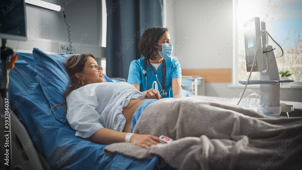 Hospital Ward: Beautiful Pregnant Hispanic Woman Getting Sonogram ...