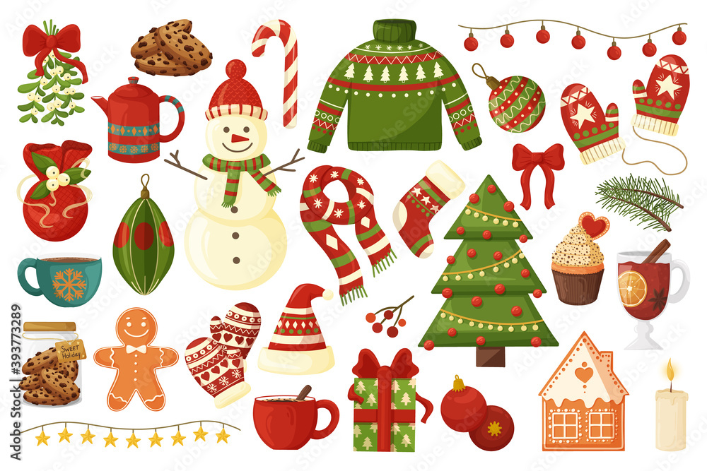 Christmas collection with seasonal elements. Modern design for Holidays ...