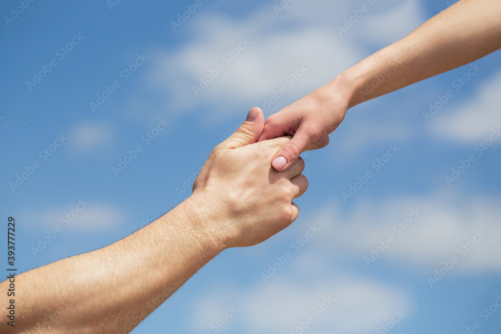 Hands of man and woman reaching to each other, support. Solidarity ...