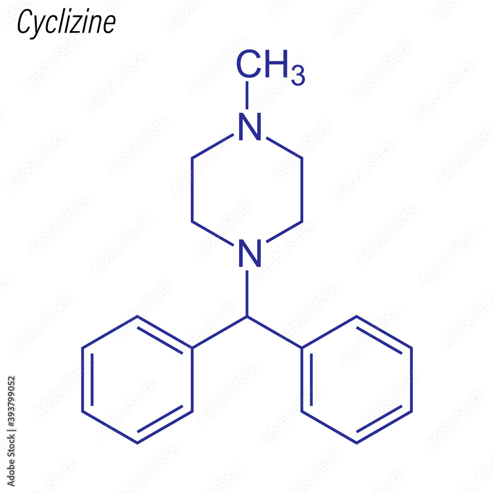 Vector Skeletal formula of Cyclizine. Drug chemical molecule. Stock ...