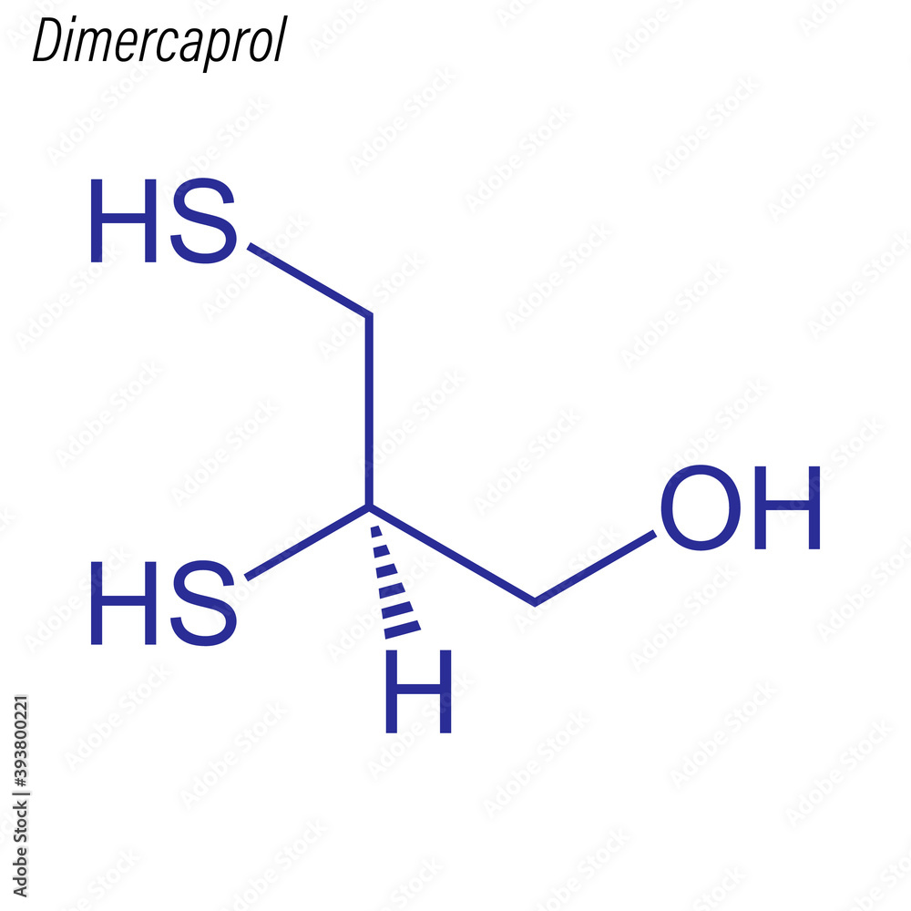 Vector Skeletal formula of Dimercaprol. Drug chemical molecule. Stock ...