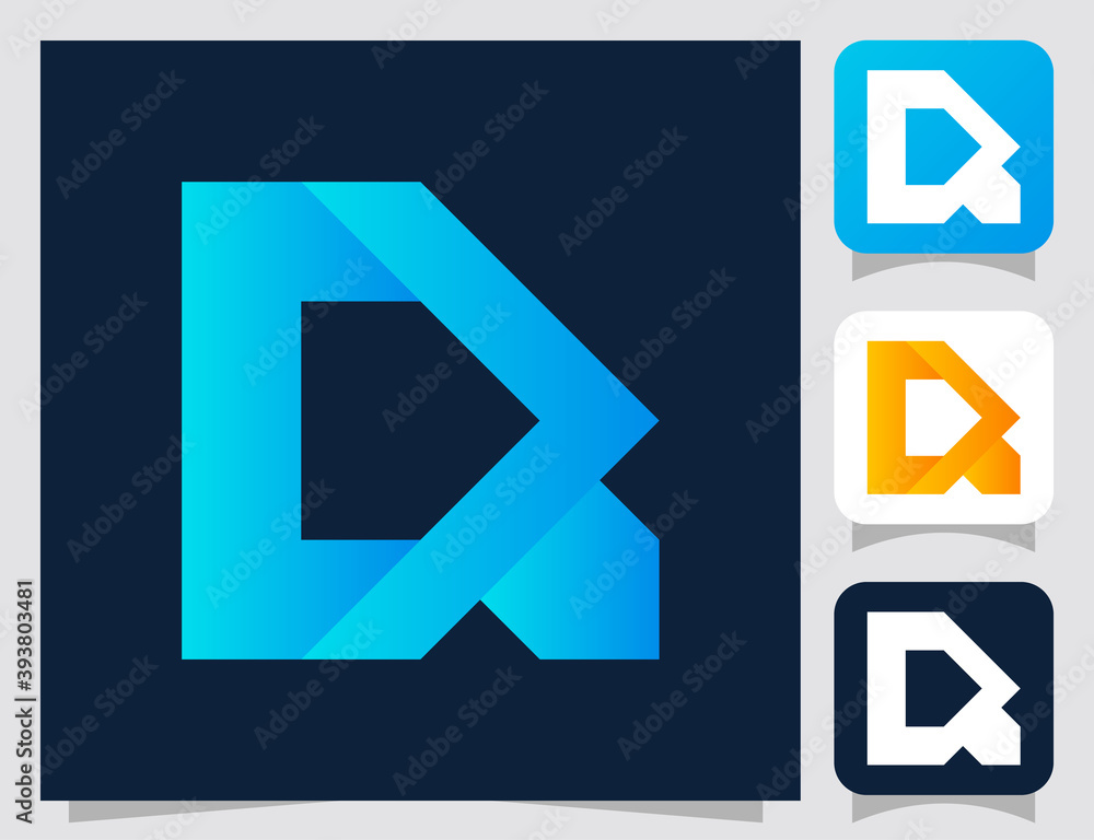 alphabet letter r logo icon in outline and solid style, suitable for UI ...