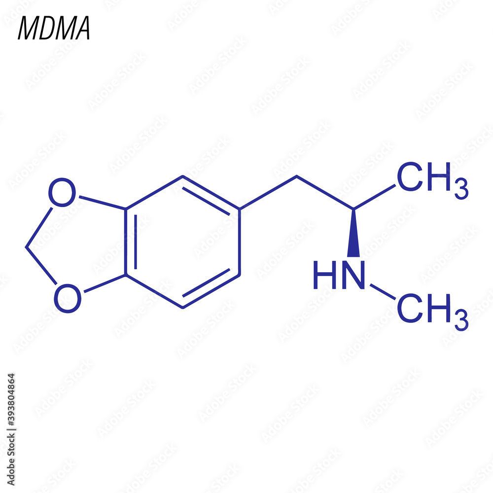 Vector Skeletal formula of MDMA. Drug chemical molecule. Stock Vector ...
