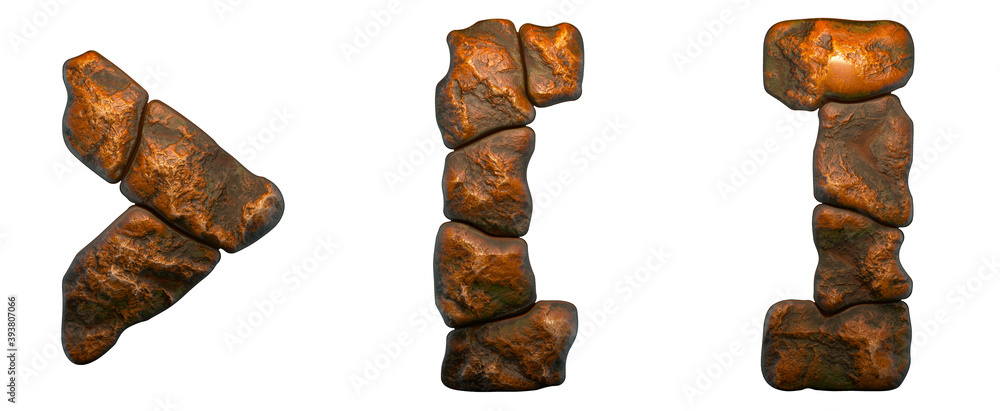 Set of rocky symbols right angle bracket, left and right square bracket ...