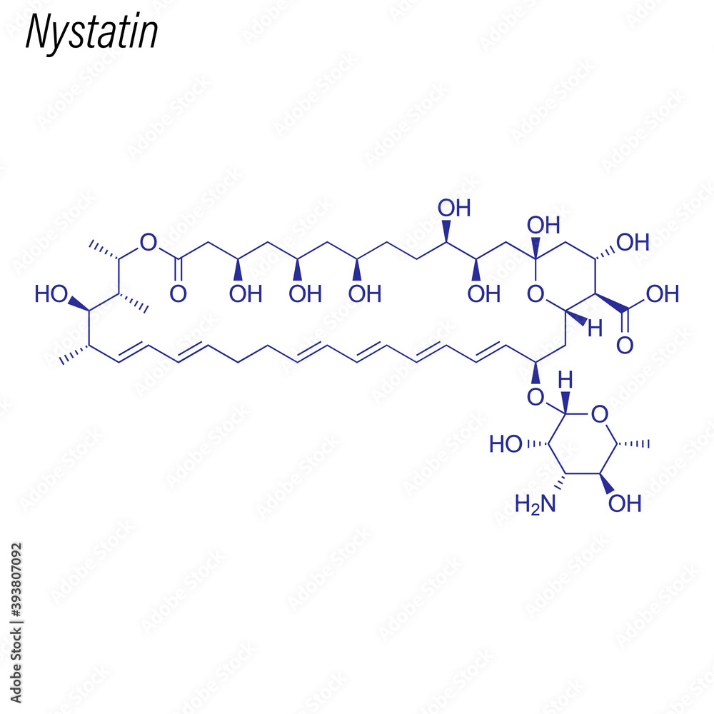 Vector Skeletal formula of Nystatin. Drug chemical molecule. Stock ...