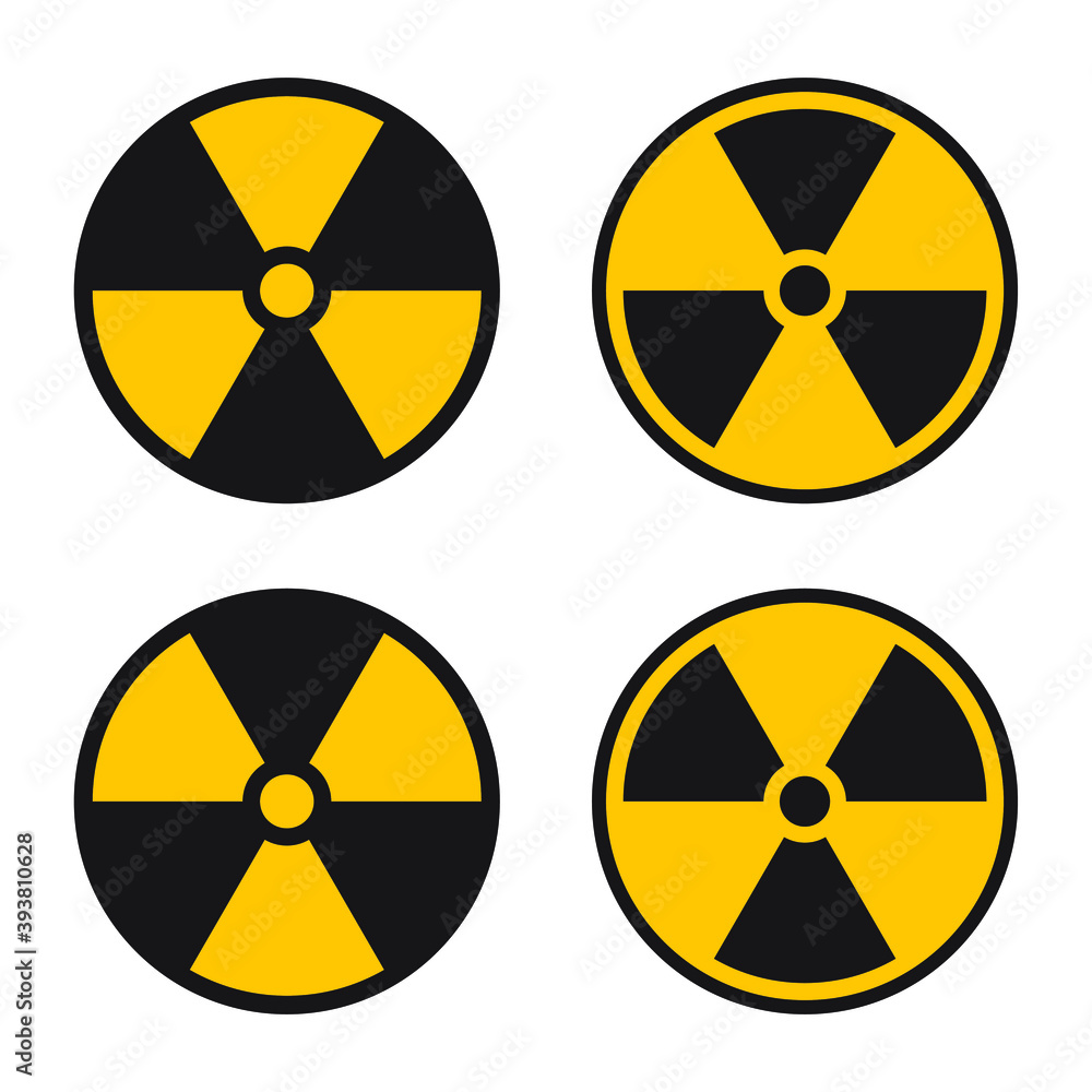 Radioactive symbol icon set. Nuclear radiation warning sign collection ...