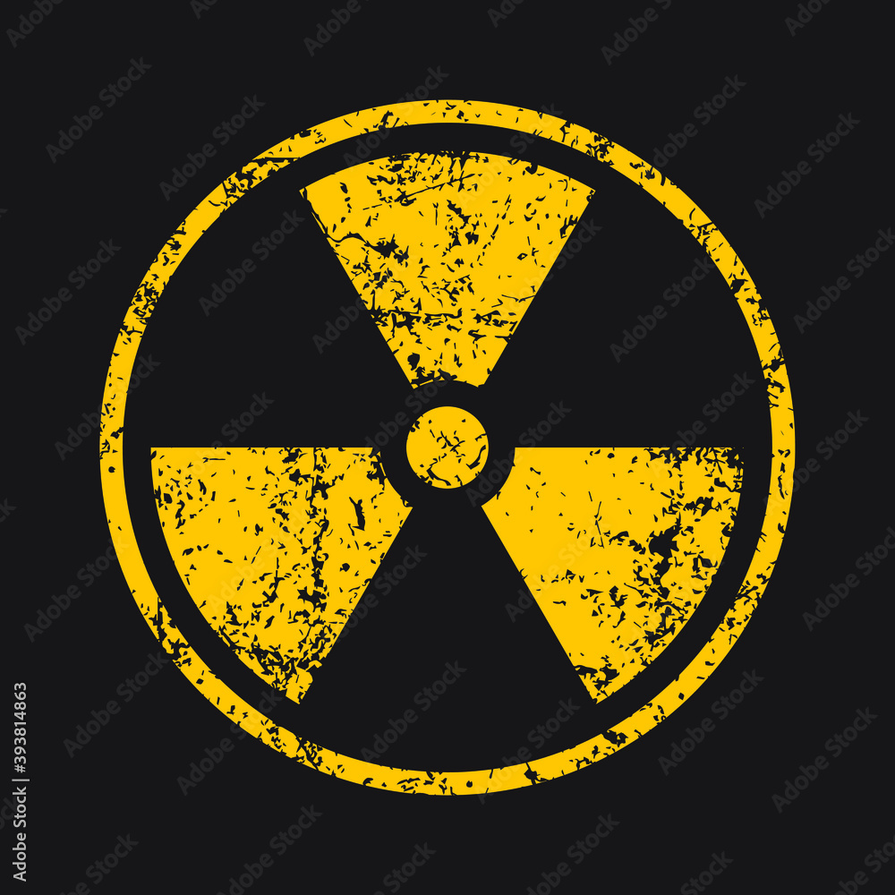 Radioactive symbol icon with grunge texture. Nuclear radiation warning ...