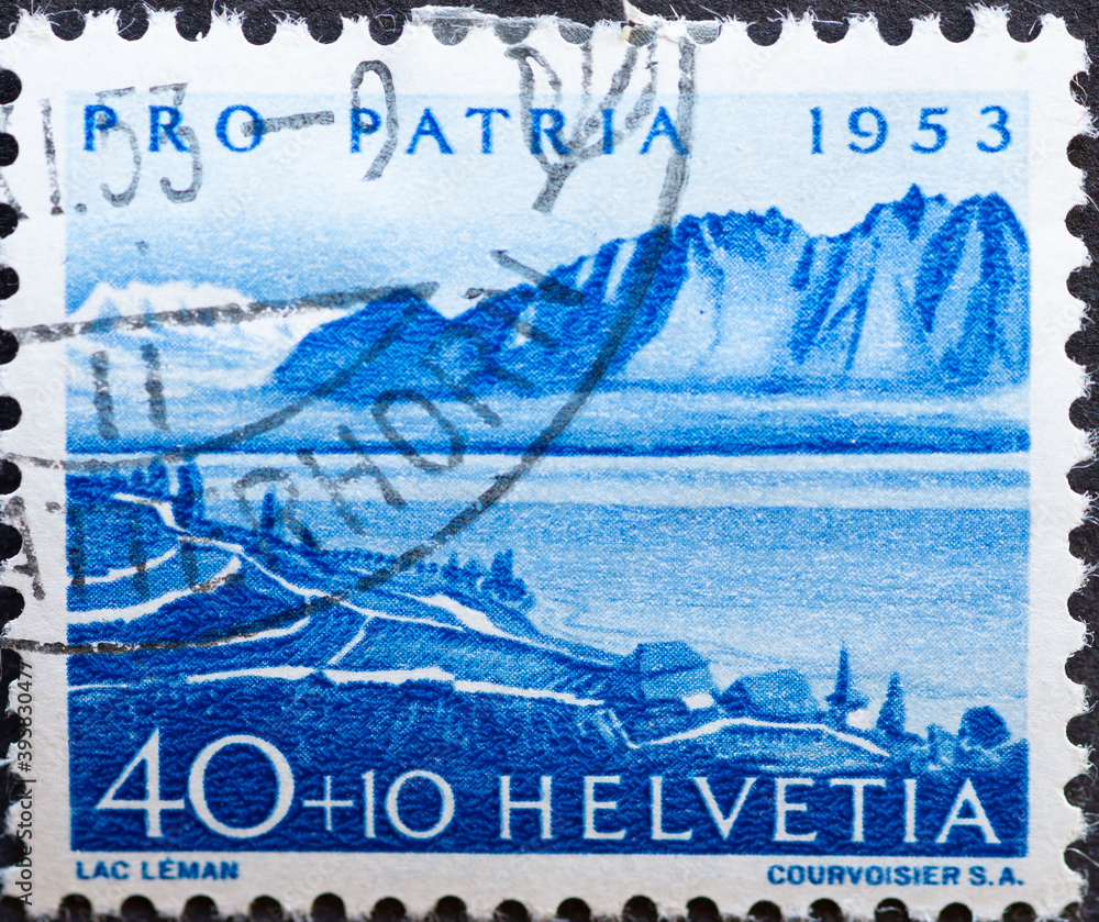 Switzerland - Circa 1953 : a postage stamp printed in the swiss showing ...