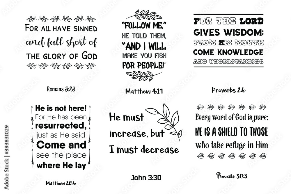 Set of Bible verses. Christian Quotes and Scripture sayings Stock ...