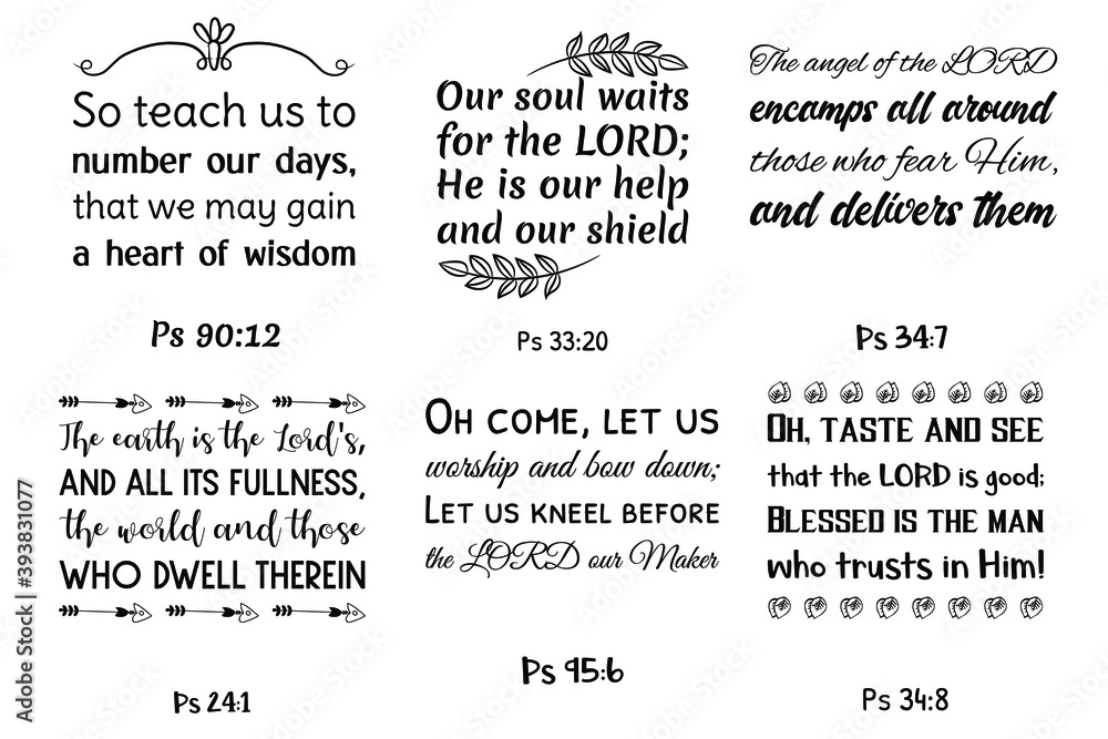 Set of Bible verses. Psalms Christian Quotes and Scripture sayings ...