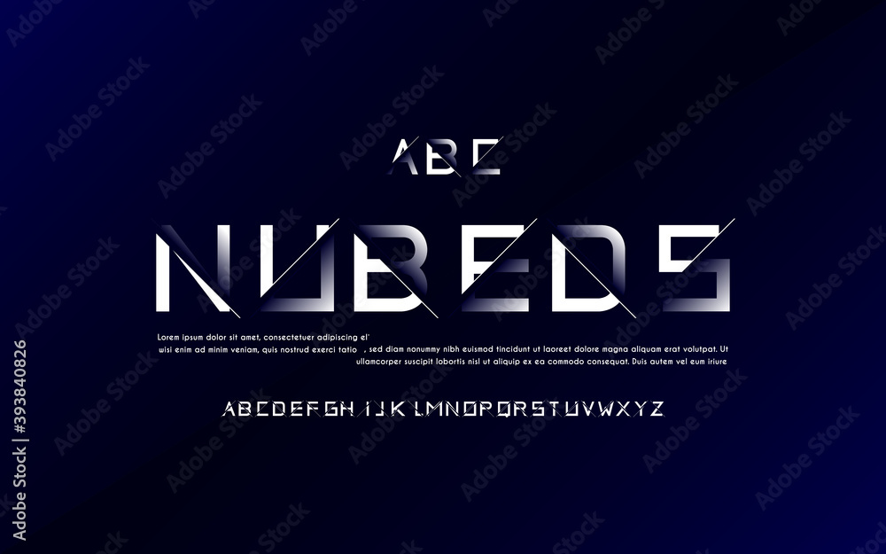Modern sliced alphabet fonts. Typography slice, cut, urban, and with ...