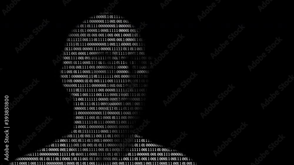 Male silhouette binary code on black background. Binary code matrix ...