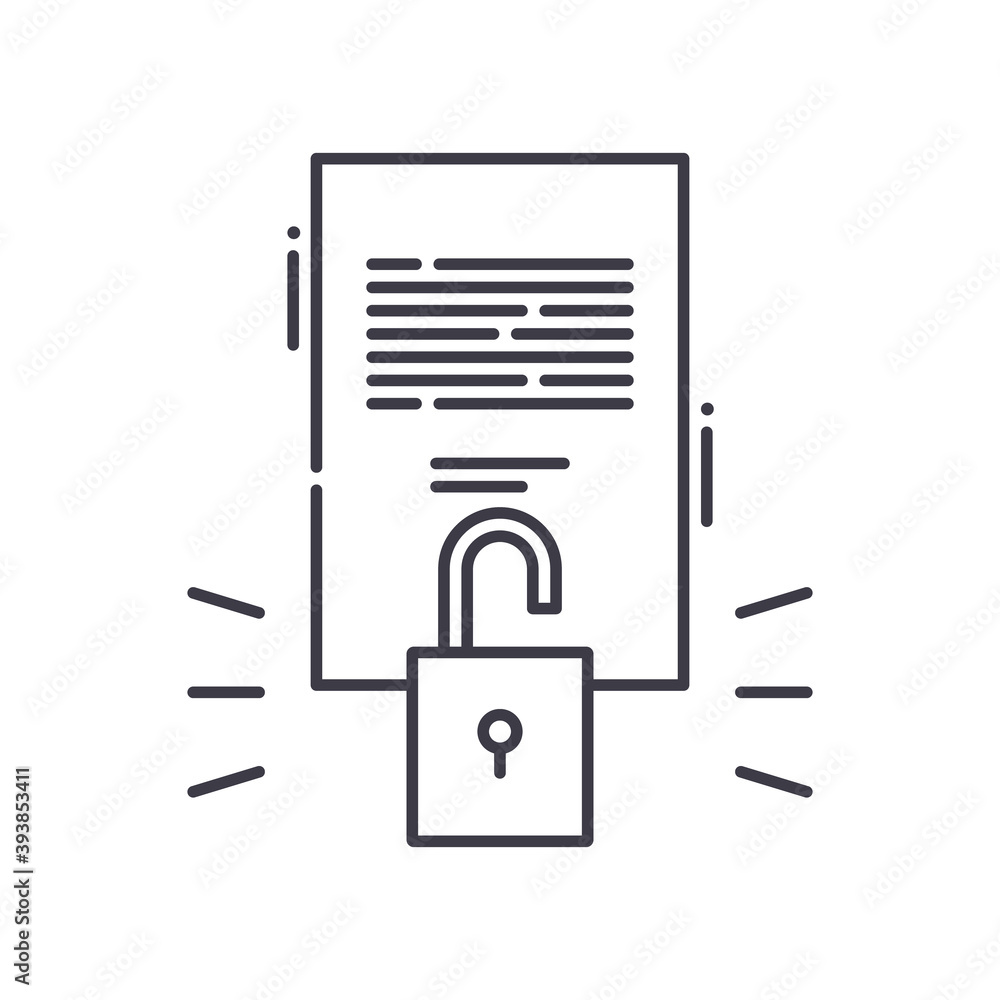 Data disclosure icon, linear isolated illustration, thin line vector ...