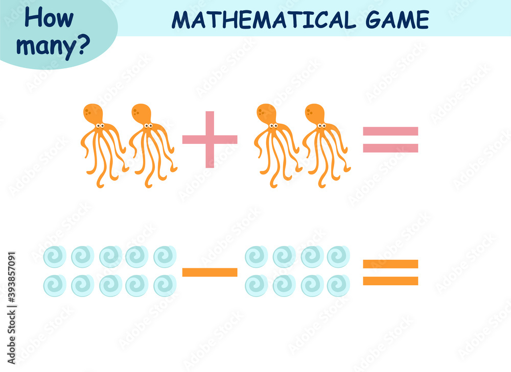 mathematical examples of addition and subtraction. educational page for ...